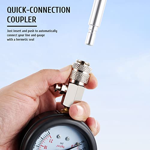 Orion Motor Tech Compression Tester, 8pcs Engine Compression Tester Small Engine Compression Gauge with Adapters for Cars Trucks Motorcycles Marines ATV UTV Snowmobiles