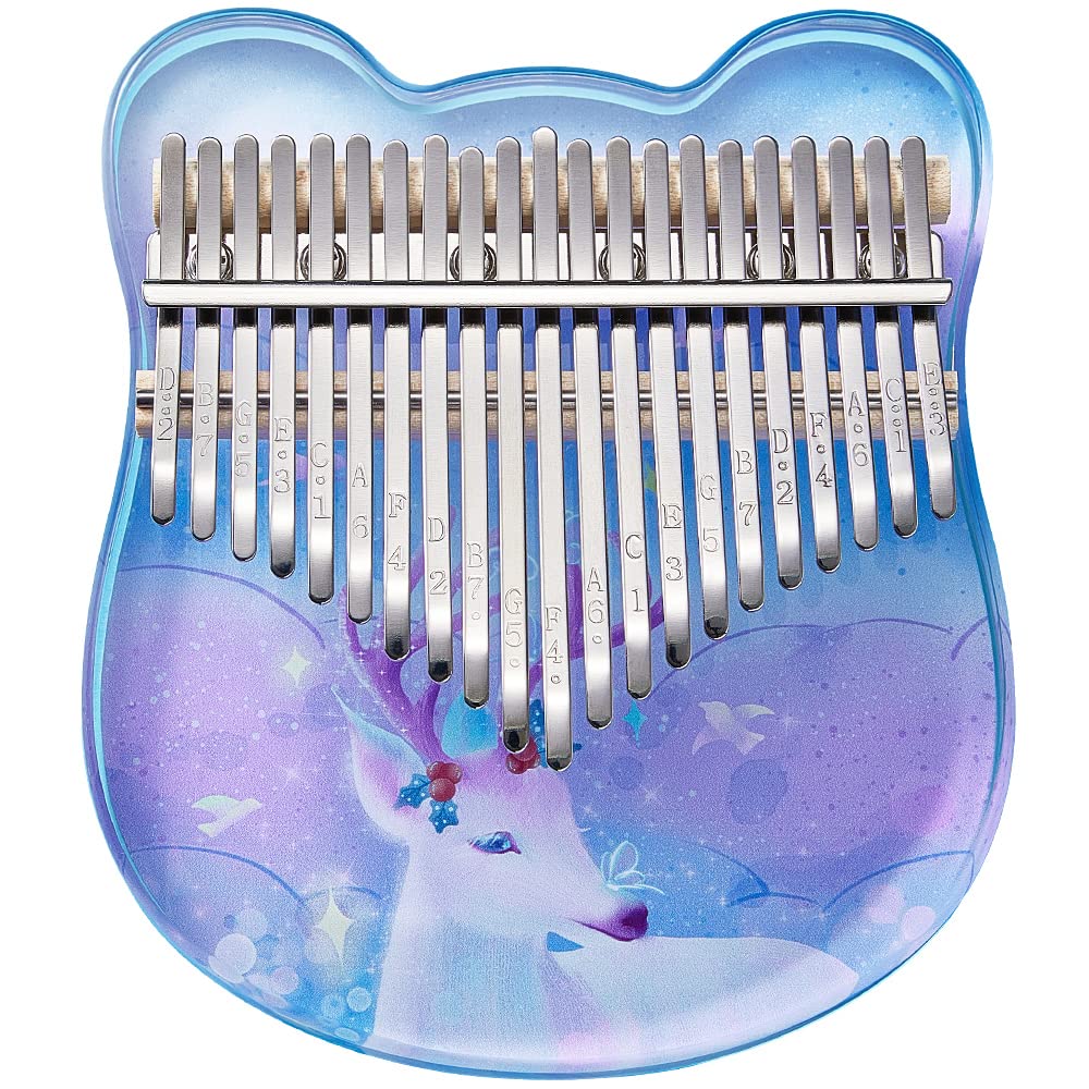 Yasisid Kalimba Thumb Piano for Kids, Adults and Student Beginners Easy to Learn Portable Musical Instruments Gifts, with Hard Case Bag, Tuning Hammer and Instruction (21 Keys, Painted)