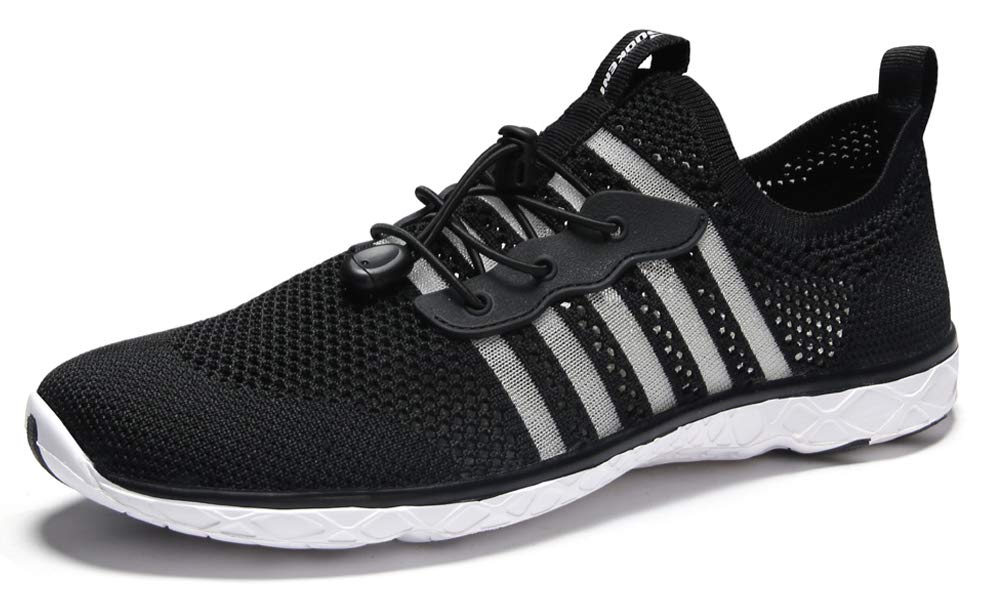 SUOKENI Women's Quick Drying Slip On Water Shoes for Beach or Water Sports Blackwhite,Size:US 8.5/EU 39