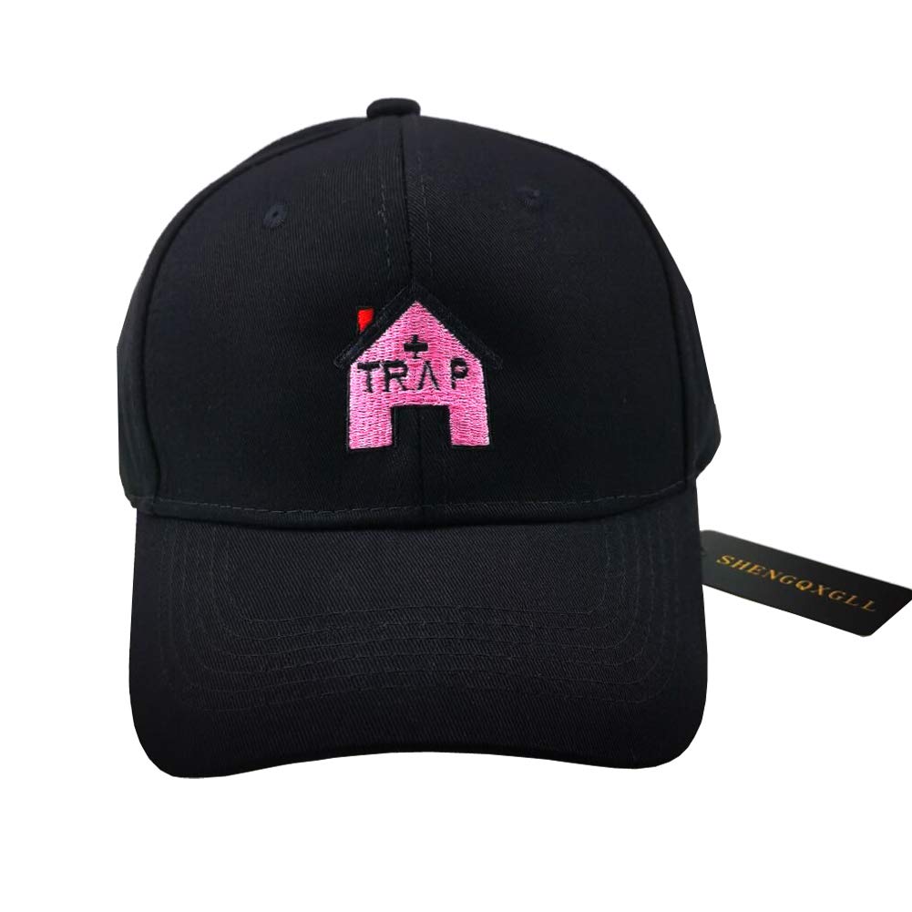 SHENGQXGLL Trap House Baseball Cap Embroidery Trap Music 2 Album Rap Dad Hat Hip Hop Hat Snapback Cap (Black)
