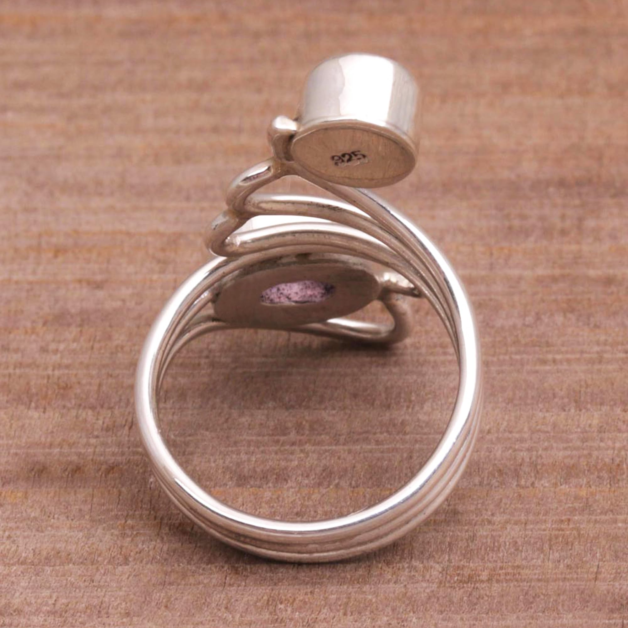 NOVICA Artisan Handmade .925 Sterling Silver Amethyst Cultured Freshwater Pearl Ring Purple White Multi Stone Wrap Birthstone 'Pure in Heart'