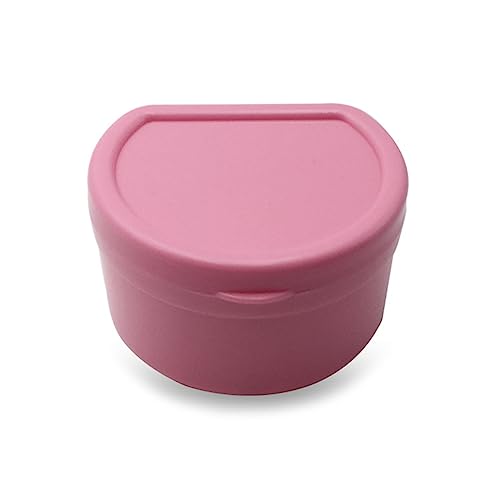 Plastic Container Case Denture Bath Box Mouthguards Storage Small Clear Travel Pouch (Pink, One Size)