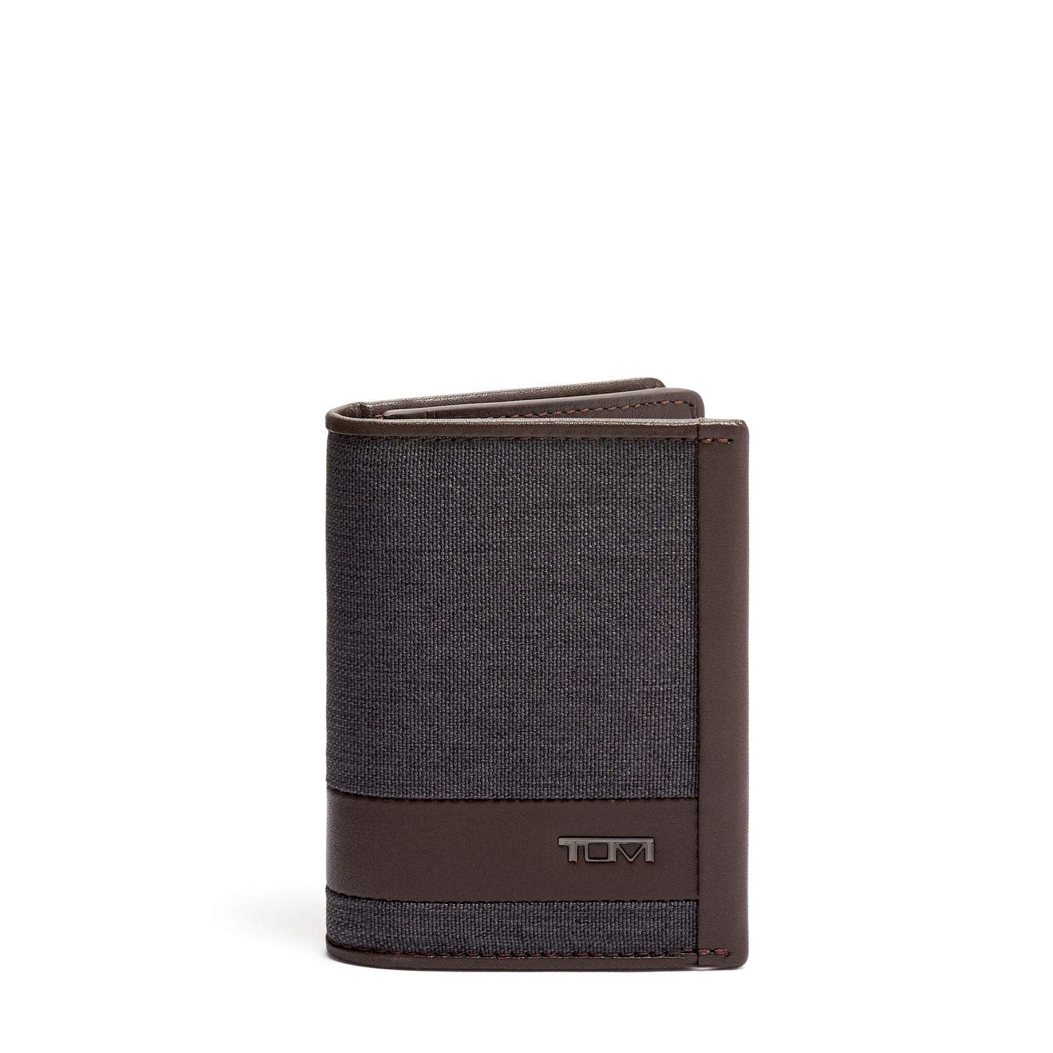 TUMI - Alpha Gusseted Card Case Wallet for Men - Anthracite/Brown
