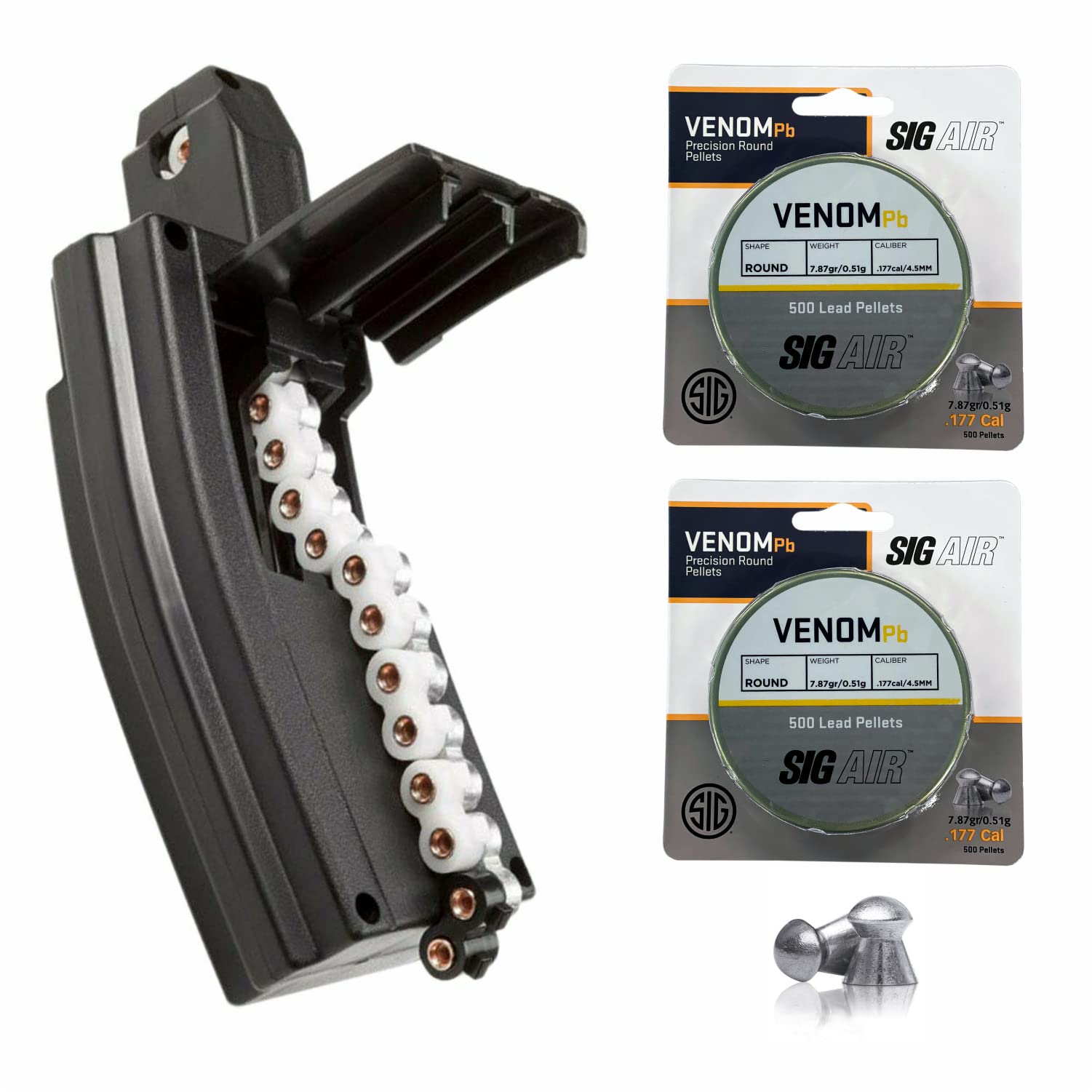 SŃg Sauer MPX/MCX Air Rifle .177 Cal 30rd Magazine with 2x500 .177 Pellets Bundle