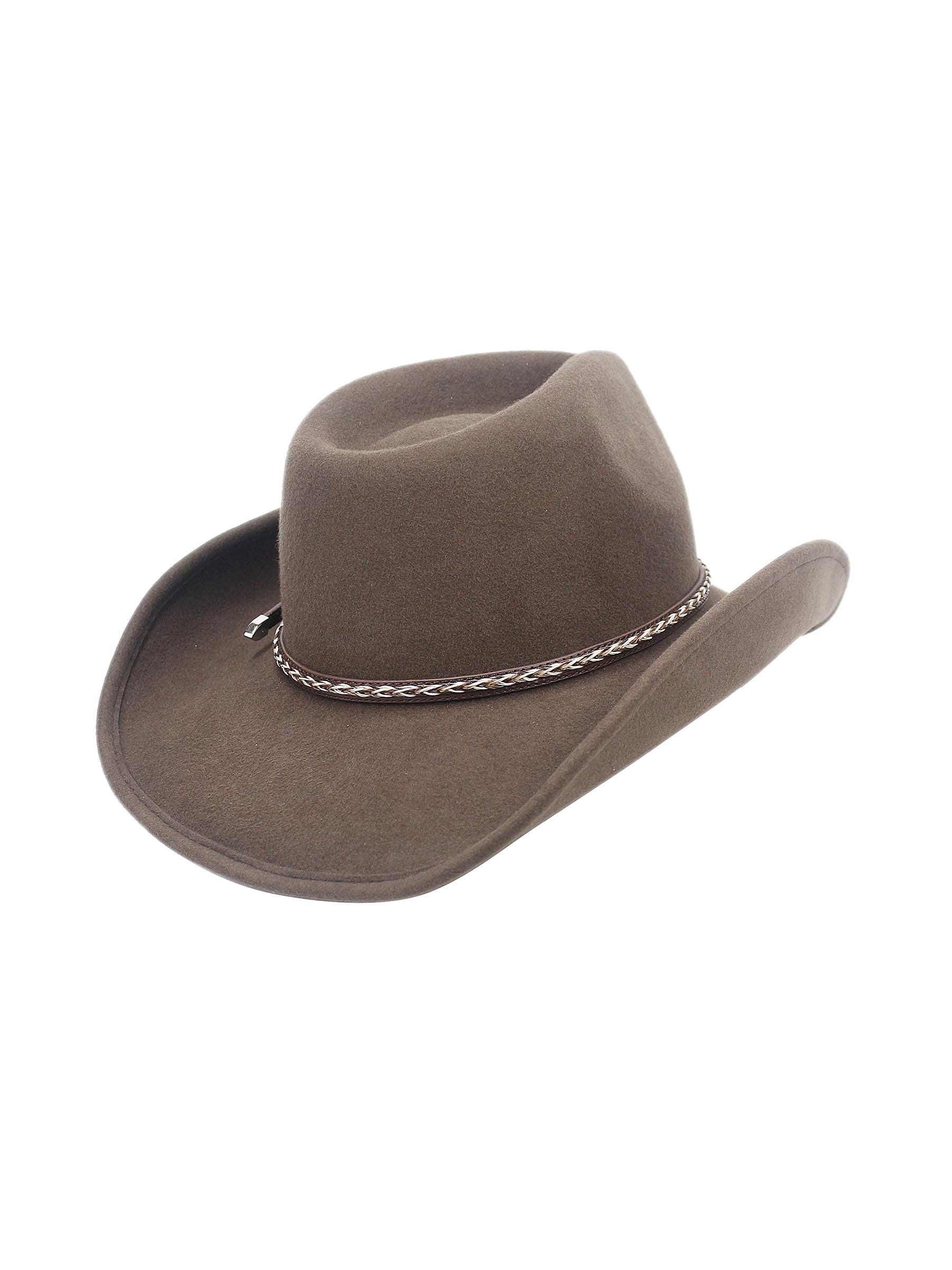 Western Hat Band for Cowboy Hats by Silver Canyon, Brown Leather with Tan, Brown, Natural Braided Horsehair