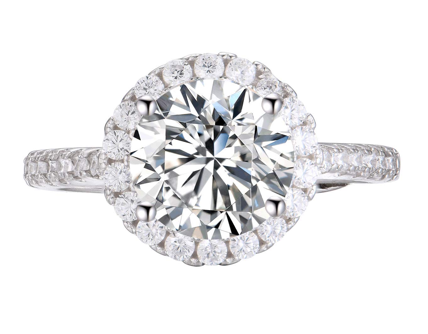 SecreTalk Moissanite Adjustable Engagement Ring 1CT 18K White Gold Plated Silver DF Color Diamond Wedding Ring for Women with Certificate of Authenticity
