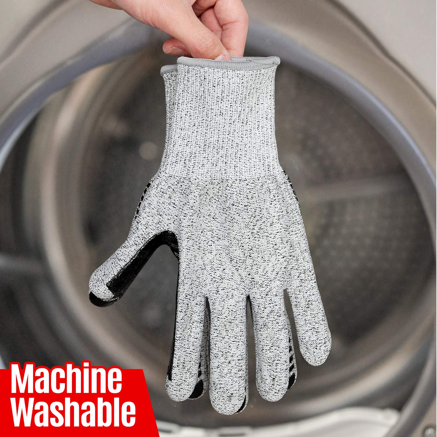 Schwer Level 5 Cut Resistant Cutting Gloves for Wood Carving Rotary Cutting Handling Glass Moving Boxes with Rubber Grip (M)