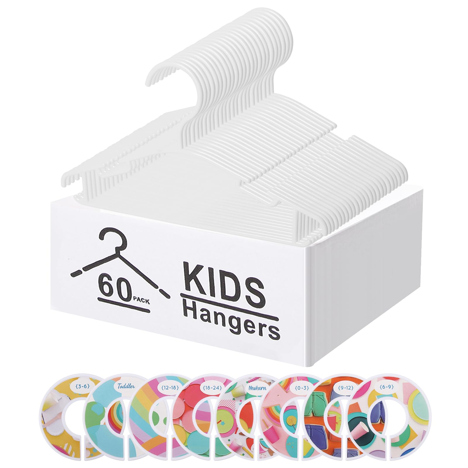 Plastic Kids Hangers Baby Hangers 60 Pack White Baby Clothes Hangers Bulk Kid Hangers Toddler Hangers Infant Hangers for Closet