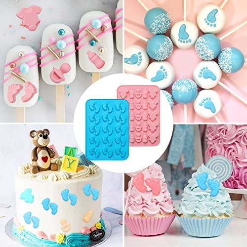 Webake Baby Feet Mold Baby Onesie Baby Bottle Pacifier Molds, Bite Size Silicone Chocolate Candy Molds Gummy Mould for Baby Shower Party Cake Decoration Cupcake Topper