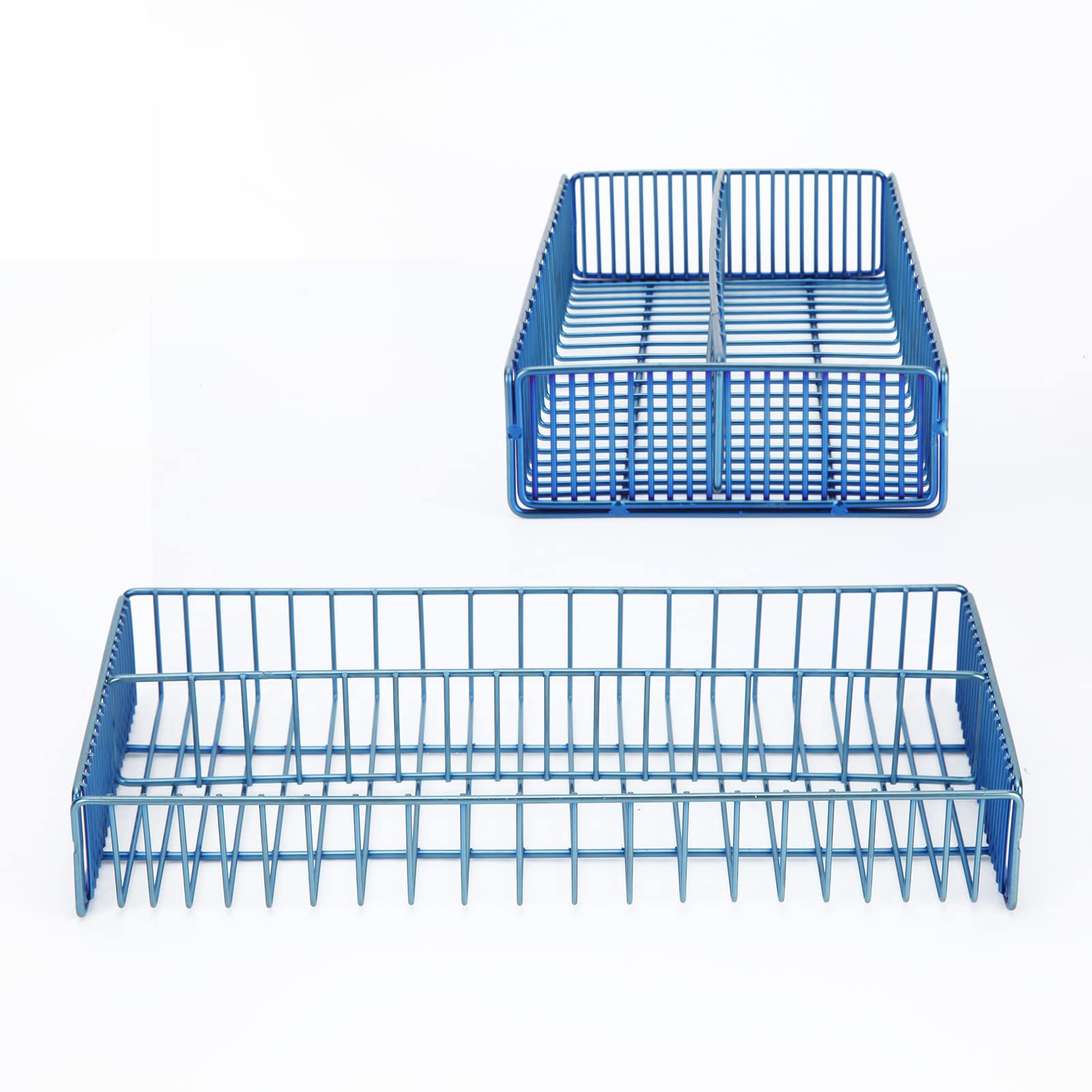 Snailhouse Silverware Organizer, Stainless Steel Utensil Cutlery Flatware Spoon Tray Organizer Holder Storage Box Case Divider for Kitchen Drawer, Blue
