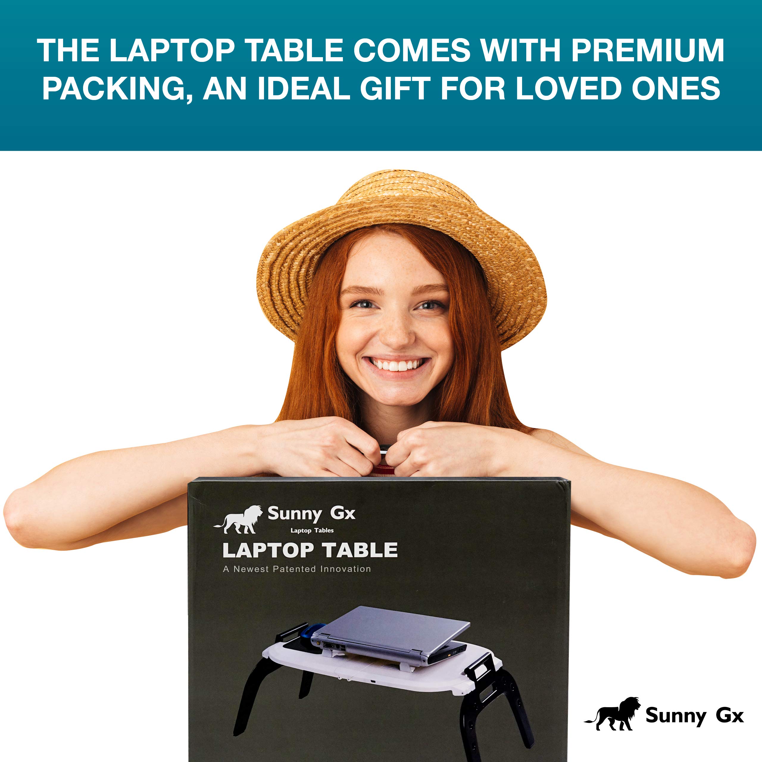 Sunny Gx Foldable Laptop Table - Multifunction Can Be used on Bed, Desk Stand, Table, Sofa, Couch Wood & Most Importantly On Lap, 2 Cooling Fans, Suitable Working, Writing, Reading, Eating (Off White)