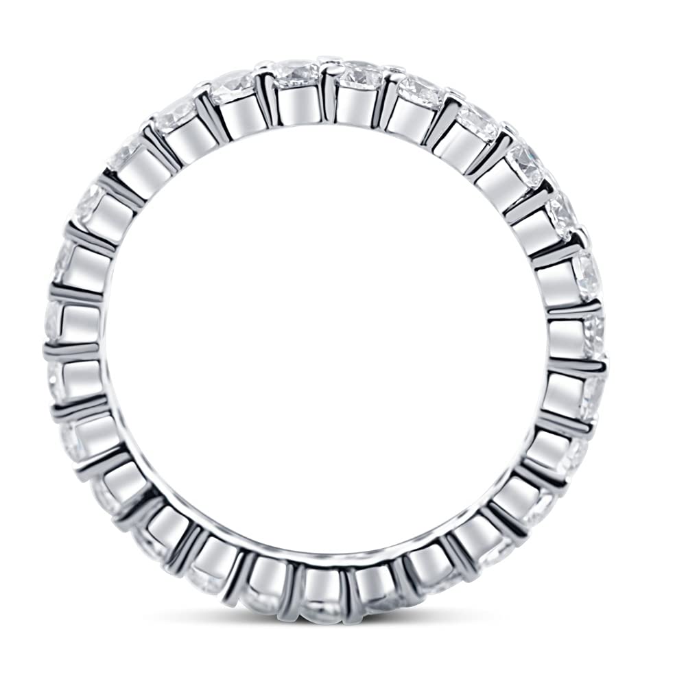 Pompeii3 14k White Gold 1Ct T.W. Diamond Ring Round-Cut Eternity Wedding Women's Stackable Anniversary Band