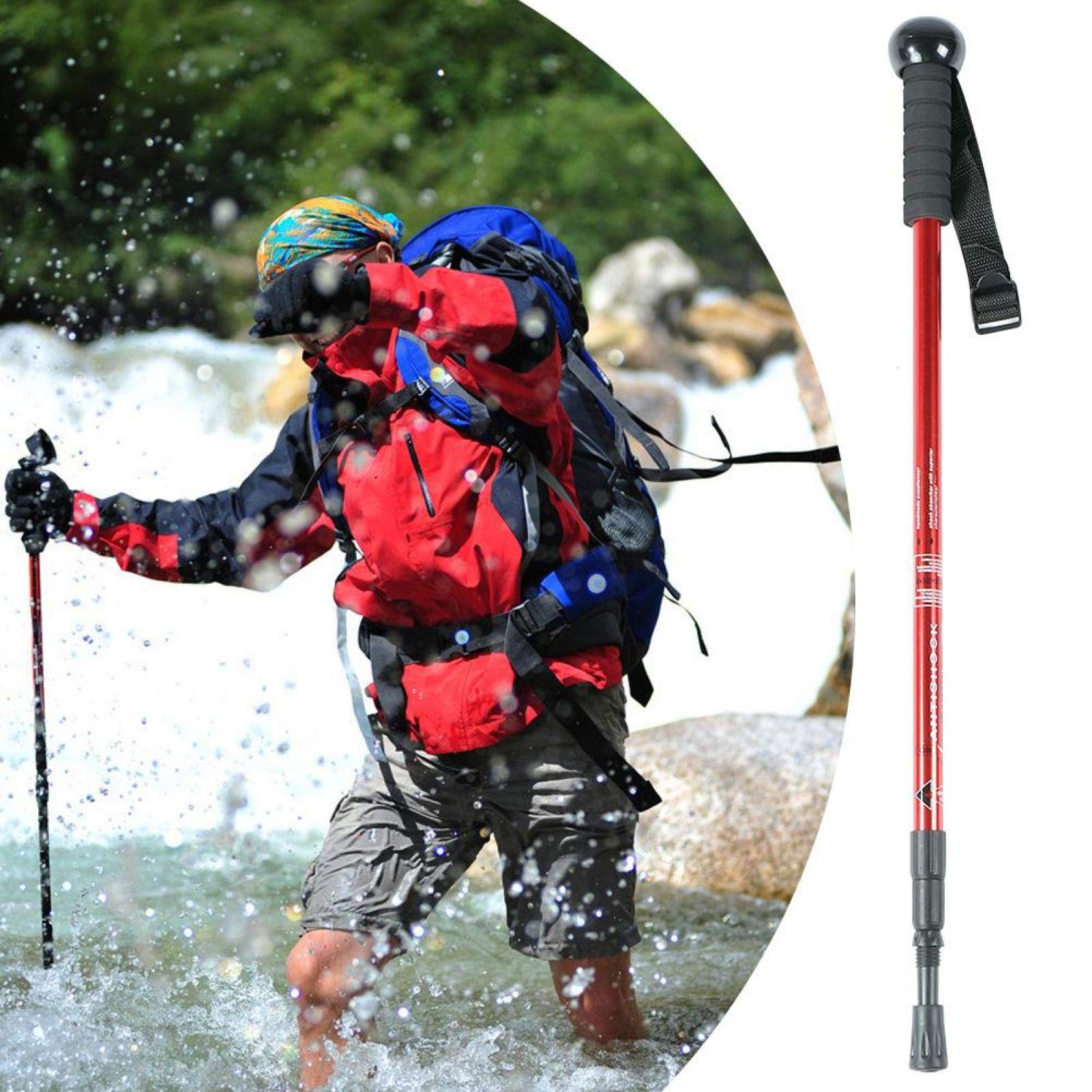 Walking Cane Carbon Fiber Portable Retractable Walking Stick Lightweight Cane with Ergonomic Handle Ideal Daily Living Aid for Limited Mobility(Red)