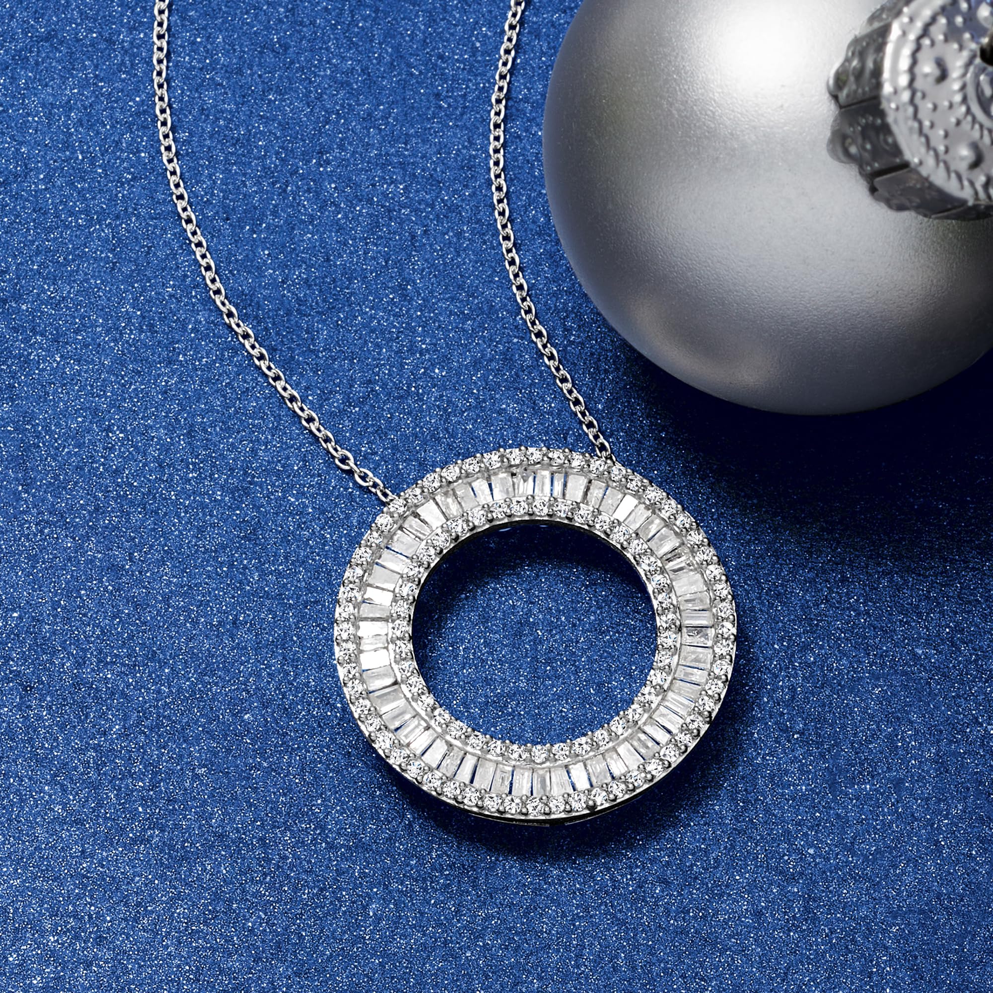 Ross-Simons 1.00 ct. t.w. Diamond Circle Pendant Necklace in Sterling Silver. 20 inches