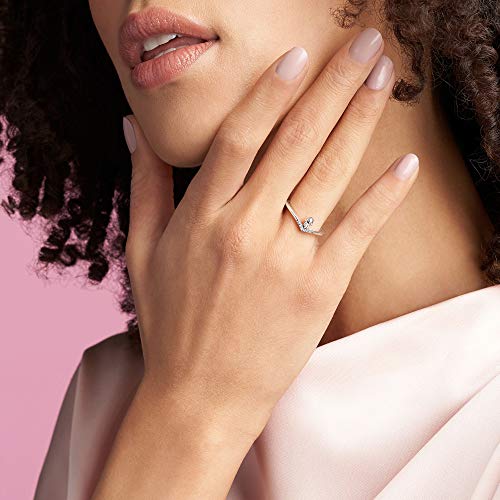 Pandora Classic Wishbone Ring - Sterling Silver Ring for Women - Layering or Stackable Ring - Gift for Her - Sterling Silver with Clear Cubic Zirconia - Size 9, No Gift Box