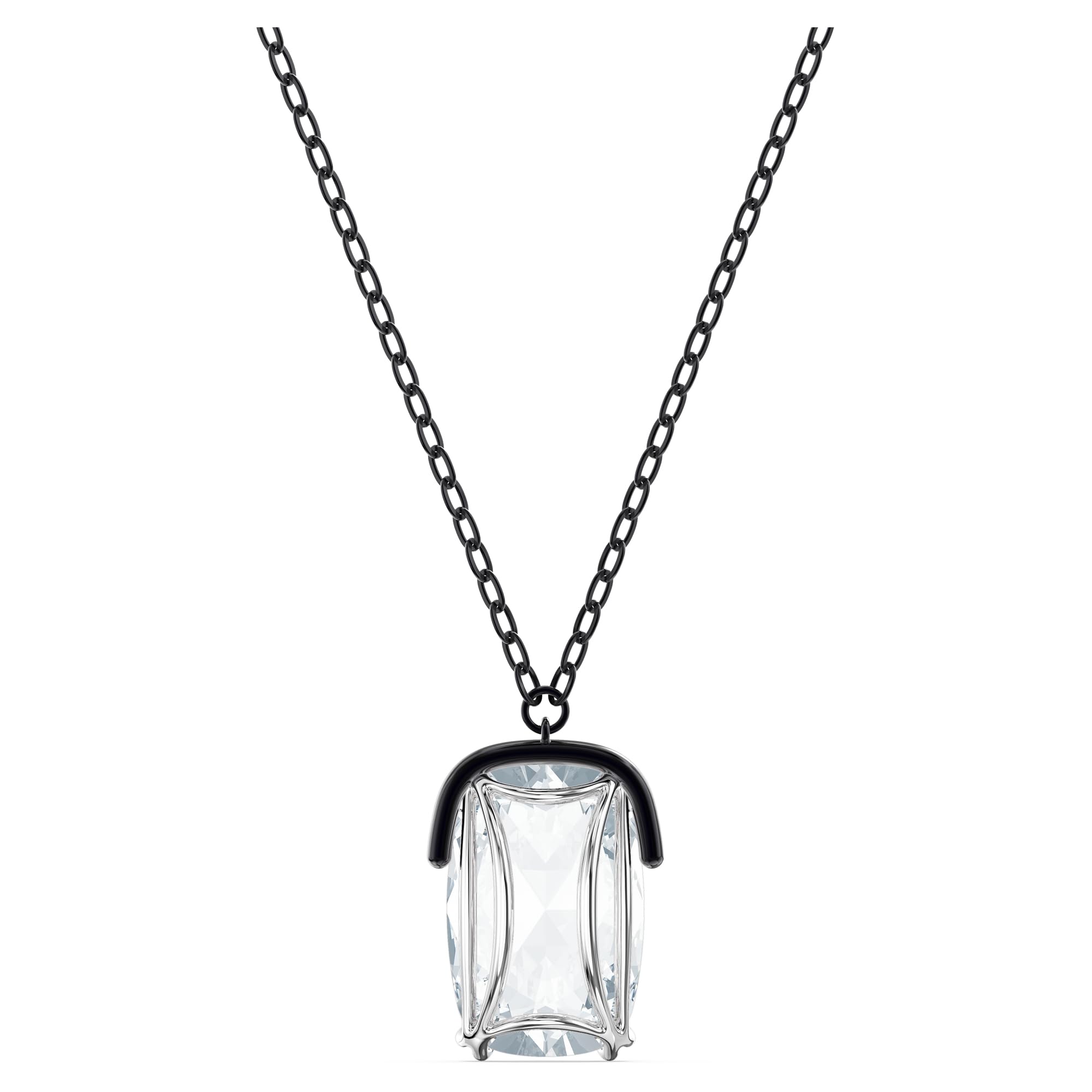 SWAROVSKI Harmonia Pendant Necklace, Large Clear Cushion-Cut Crystal with a Long Mixed Metal Chain, Part of The Harmonia Collection