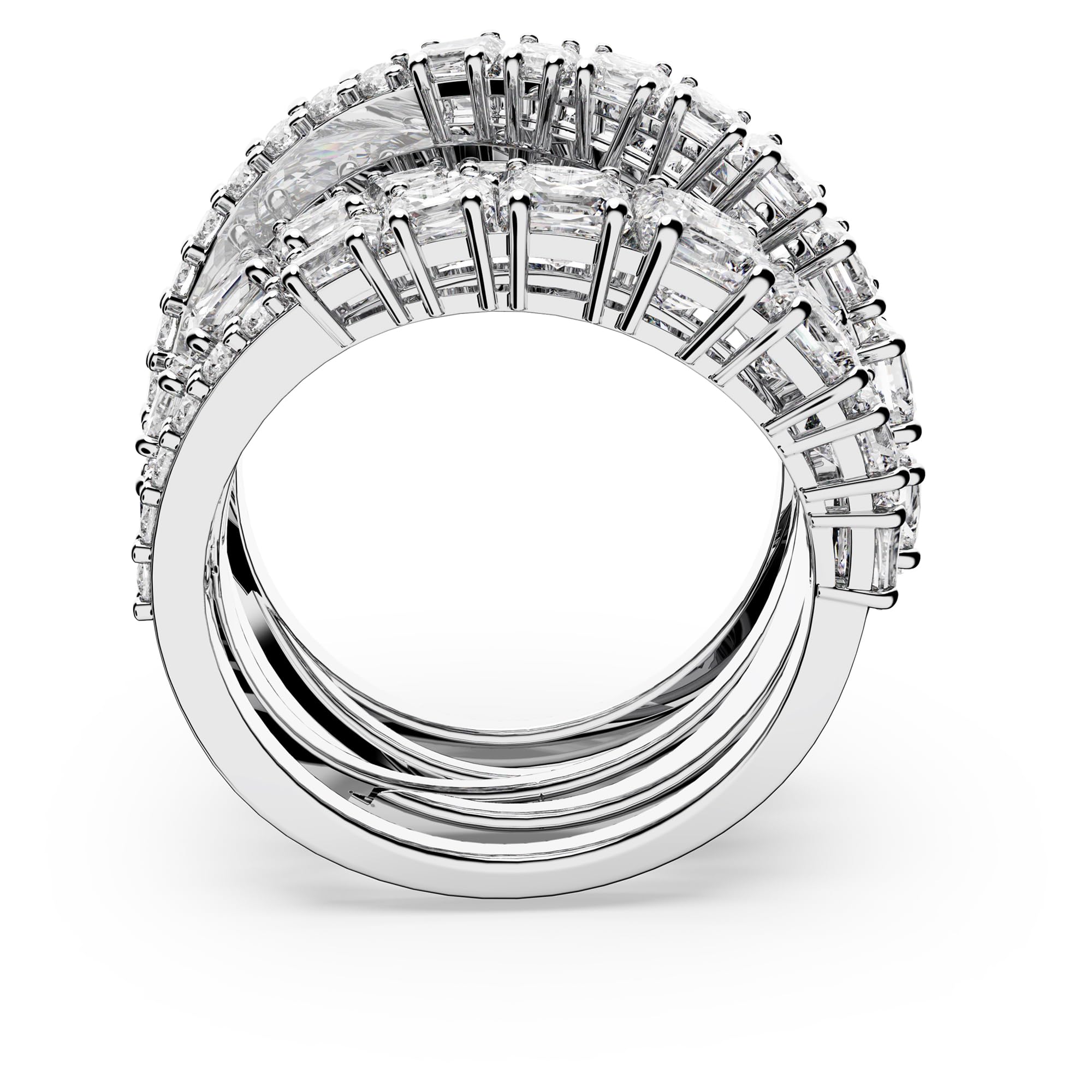 SWAROVSKI Hyperbola Ring, Mixed Cuts, Clear, Rhodium Finished; Size: Us 6; Eu 52