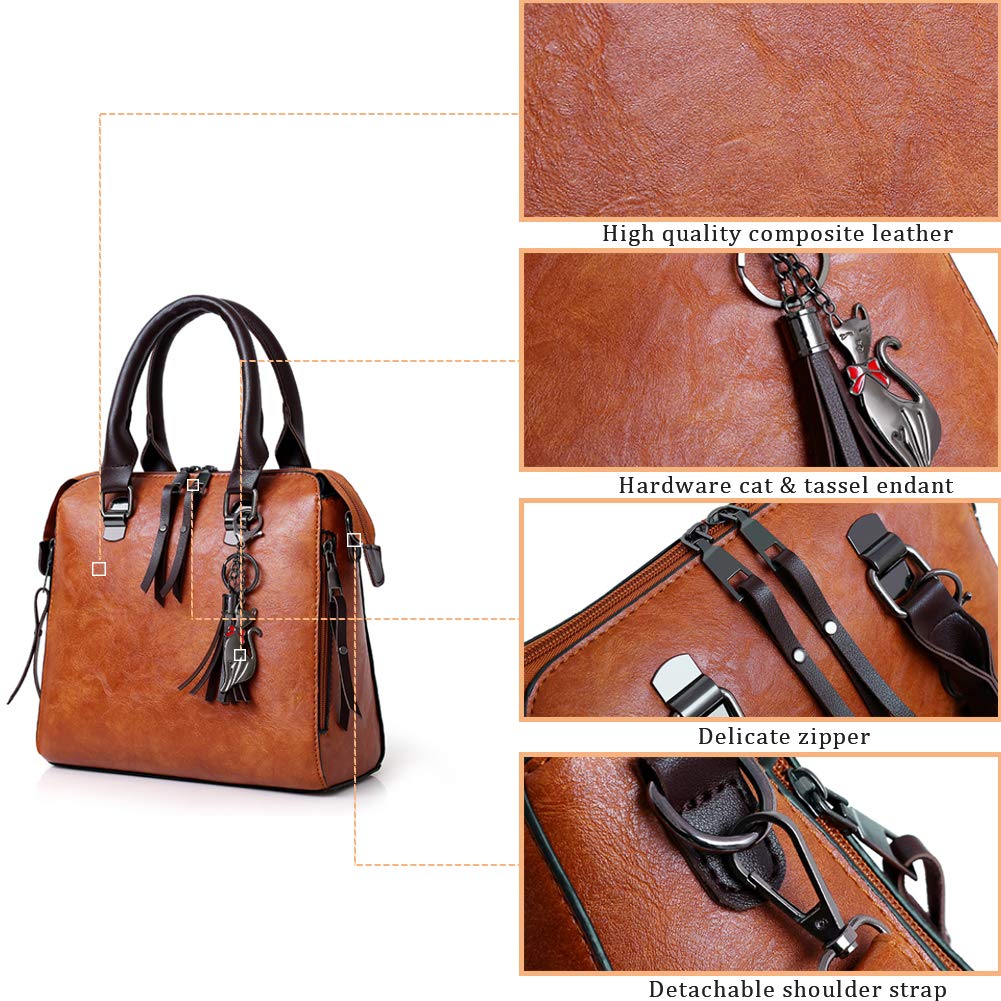 Segater® Women Fashion Handbag+Shoulder Bag+Purse+Card Purse Faux Leather Tote 4 Pieces