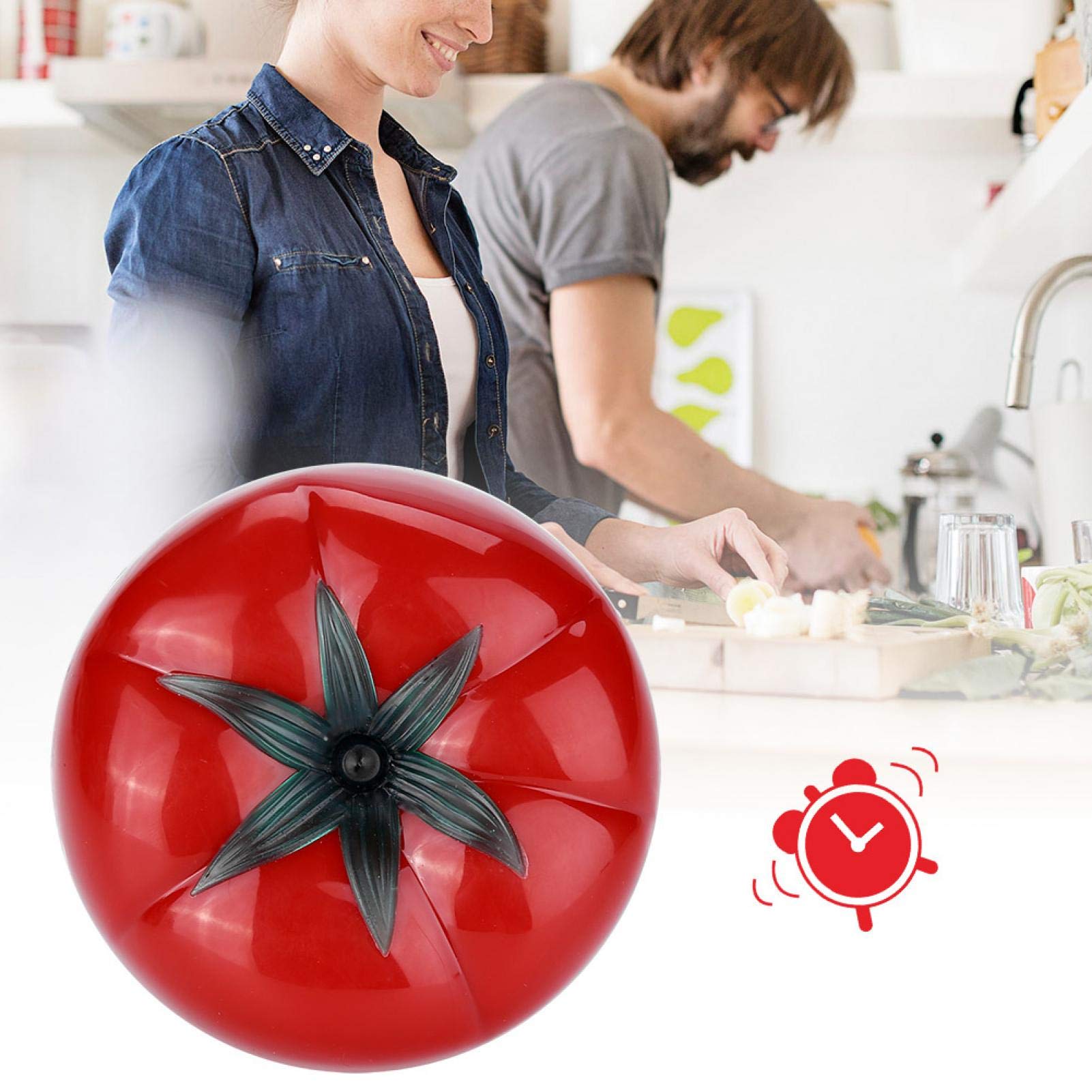 Tomato Shaped Mechanical 60 Minutes Countdown Timer Kitchen Cooking & Baking Helper Count Up Down Magnetic Timer Clock with Alarm Fast Setting(6.3x4.5cm)