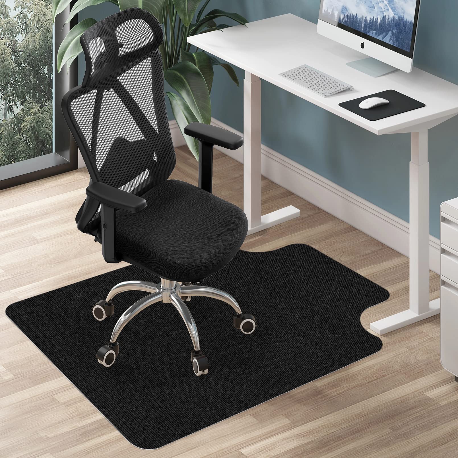 Office Chair Mat, 48"x36" Desk Chair Mat for Home Office Hardwood Floor, Upgraded Version - Computer Gaming Rolling Chair Mat, Multi-Purpose Low-Pile Floor Protector(Black)