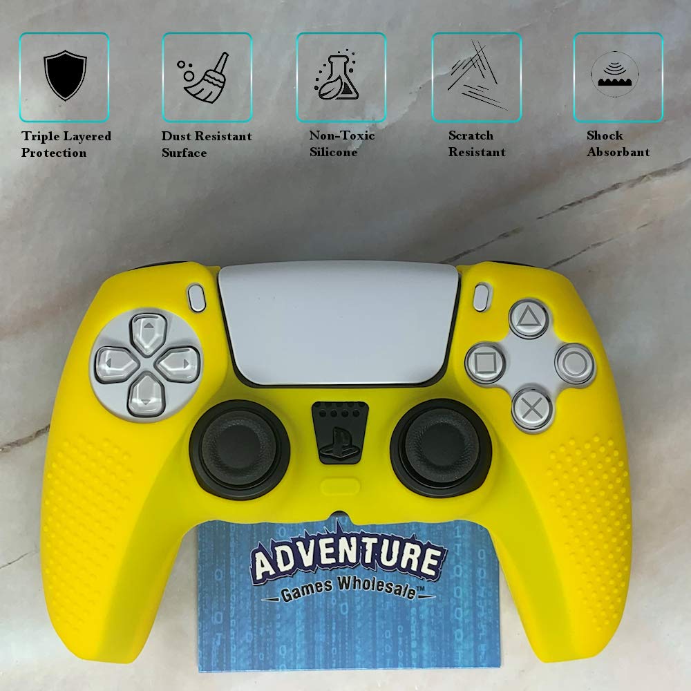 Yellow - Silicone Controller Skin Grip Anti-Slip Cover Protector Case - Compatible with PS5 DualSense Controller