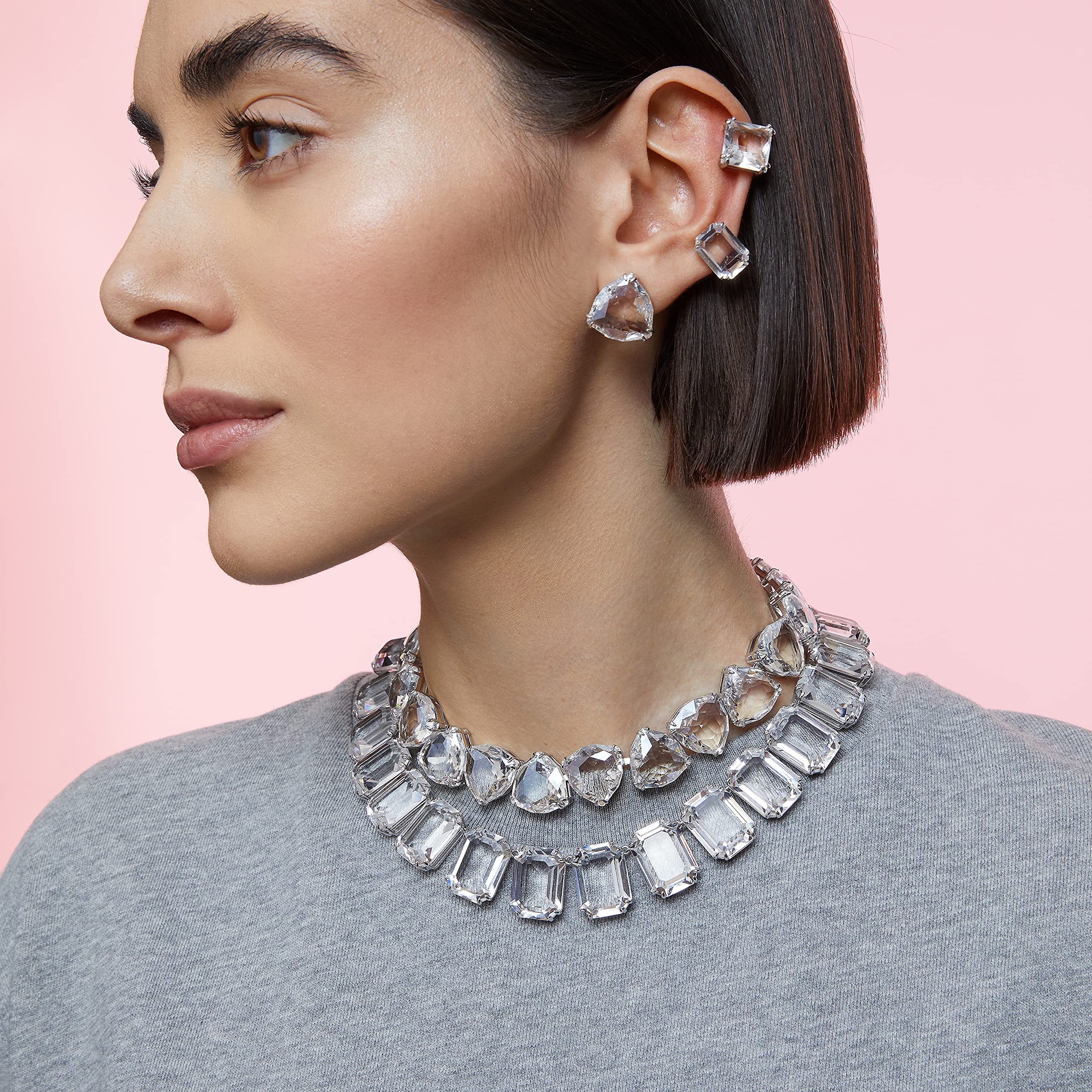 Swarovski Millenia Clip Earring Set, Large and Clear Crystal Cut Crystals with a Rhodium Finish Setting, Part of the Swarovski Millenia Collection