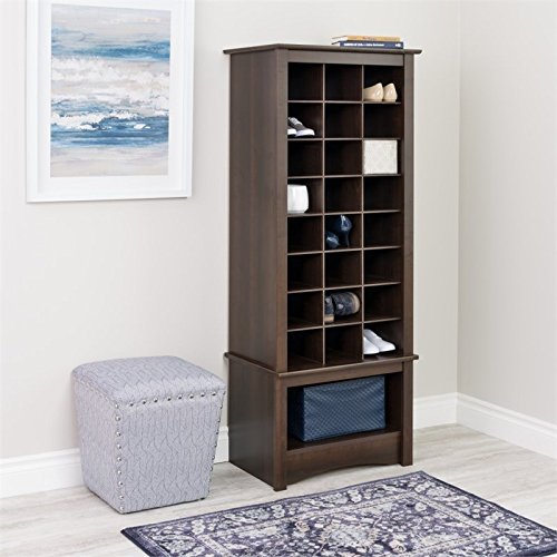 Prepac Hallway Furniture Set with Bench and Shoe Cubby Cabinet in Espresso