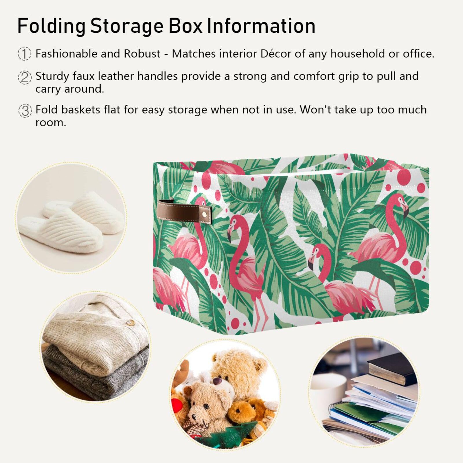 SDMKA Fabric Storage Baskets Pink Flamingo Foldable Baskets Large Storage Bins for Organizing Shelves Closet Home, Decorate Your Rooms