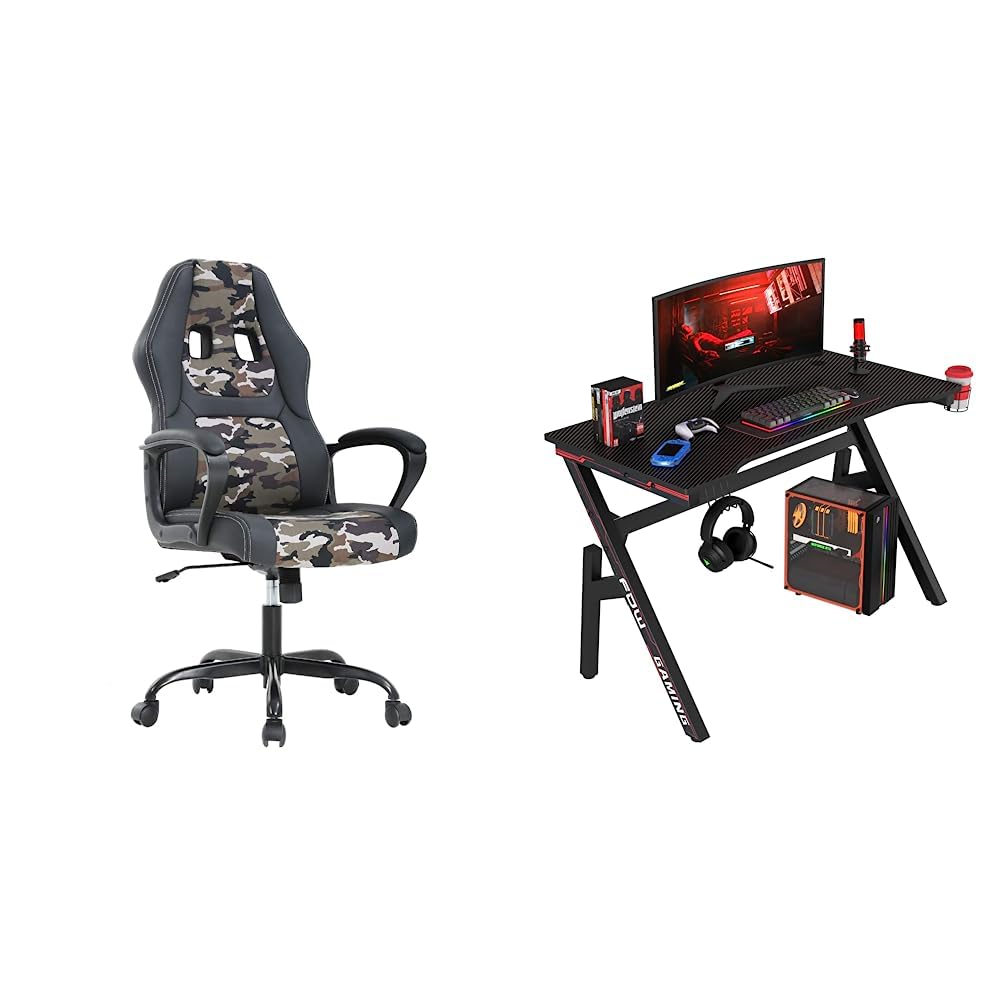 Office Chair PC Gaming Chair Cheap Desk Chair Ergonomic PU Leather Executive Computer Chair & Gaming Desk Computer Desk 45.2"x 23.4" Home Office Desk Extra Large