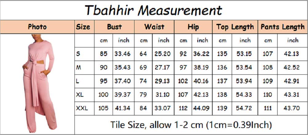 Tbahhir Women's 2 Piece Yoga Outfits Regular Fit Long Sleeve Tunic T-Shirt and Bell Bottom Maxi Pants Loungewear Set