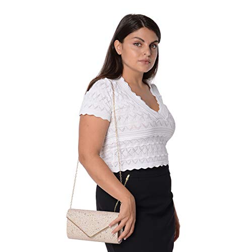 Shop LC Women Fashion Gold Polyester Envelope Wallets Clutch Evening Bag Handbag Shoulder Chain