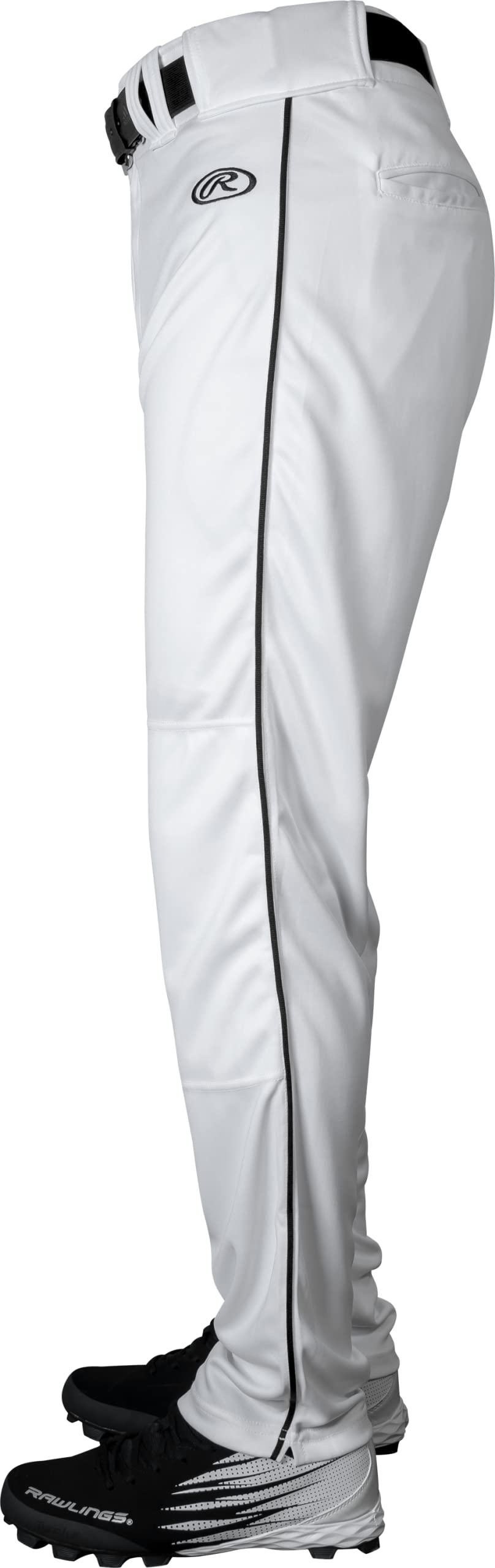 Rawlings | LAUNCH SERIES Full Length Baseball Pants | Adult Medium | White/Black