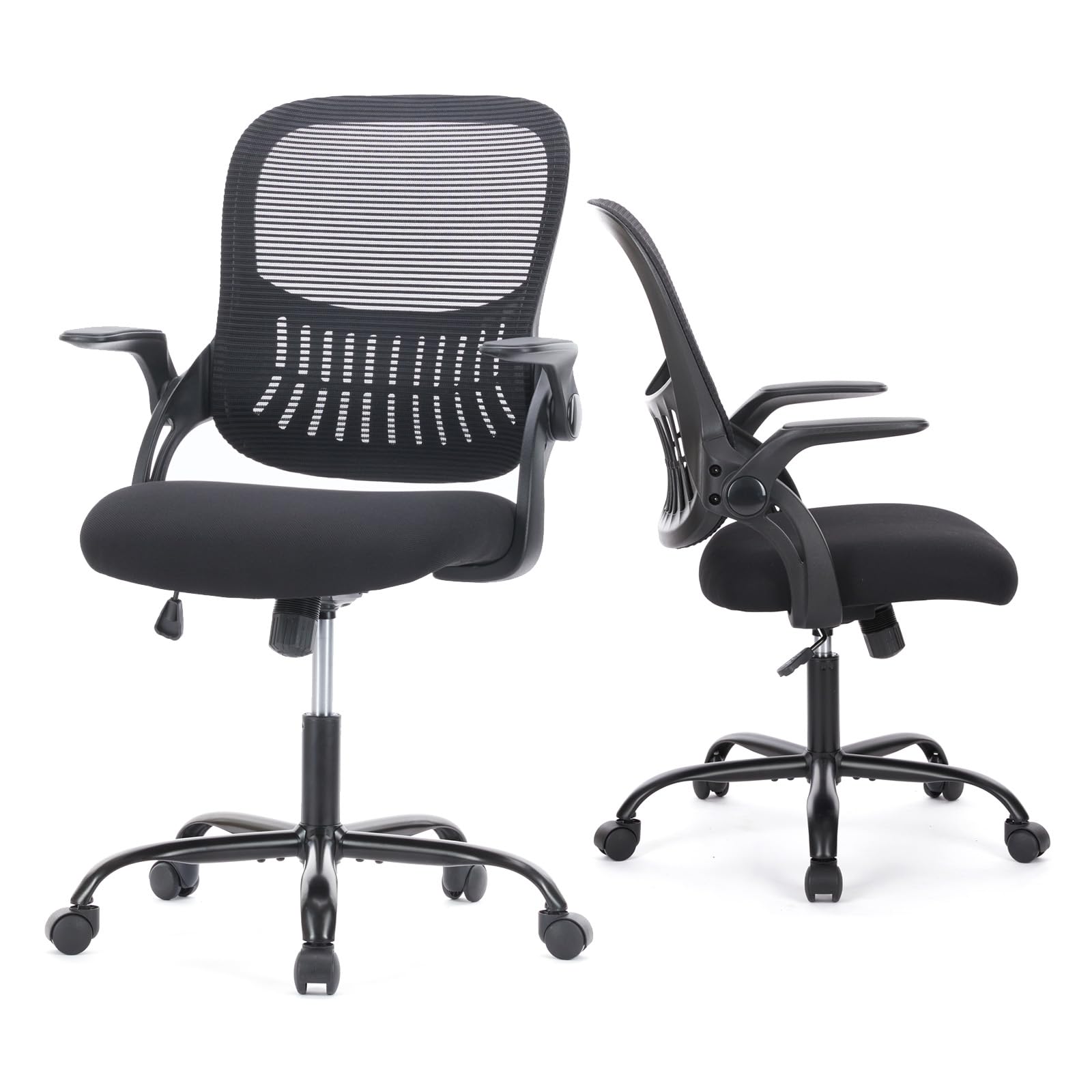 Office Chair, Ergonomic Desk Chair, Mid Back Mesh Computer Chair, Height Adjustable Rolling Swivel Task Chair with Flip-up Armrests and Lumbar Support