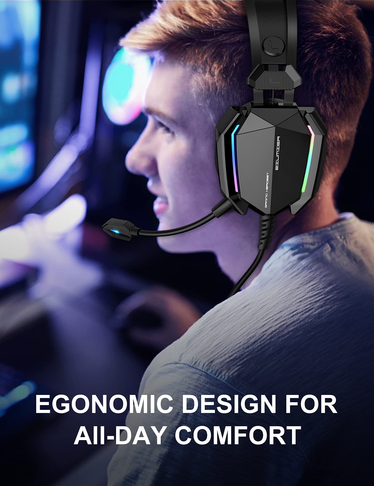 ZIUMIER Gaming Headset for PC, PS4, PS5, Xbox One, Xbox Series X & S, Switch, Mobile, Gaming Headphones with Microphone, 3.5 mm Audio Jack, Noise Isolating Mic, Bass Surround Sound