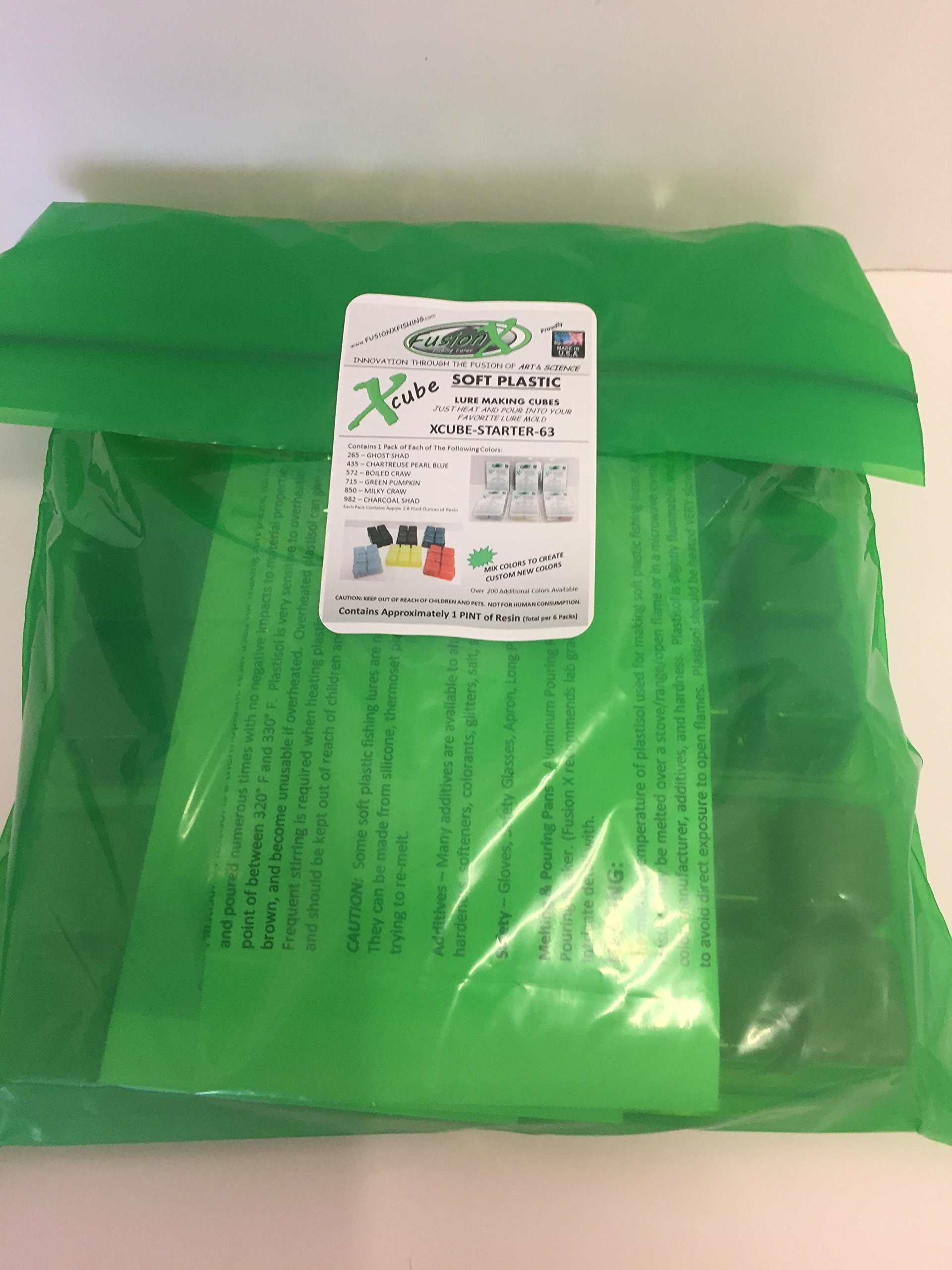 PLASTISOL Fishing Lure Making Plastic Cubes - Starter KIT 6 Pack - Over 16 oz (1 Pint) Total Resin