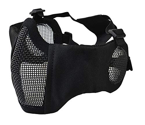 Tactical Fast Helmet with Ear Protection Foldable Half Face Airsoft Mesh Mask and Tactical Goggles for Airsoft Paintball Hunting Shooting Outdoor Sports