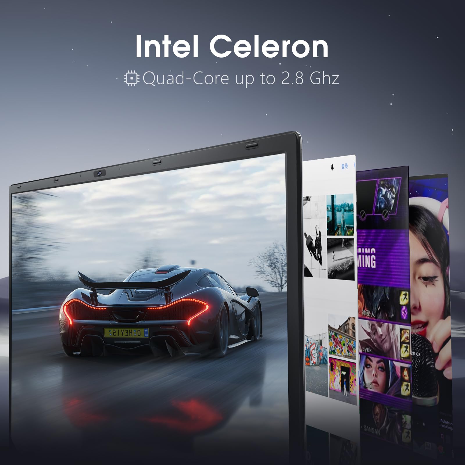 SGIN 17 Inch Laptop, Laptops 4GB RAM 128GB SSD with IPS Display, Intel Celeron Quad-Core Processor(Up to 2.5GHz), Mini HDMI, Webcam, Wi-Fi, 512GB Expansion
