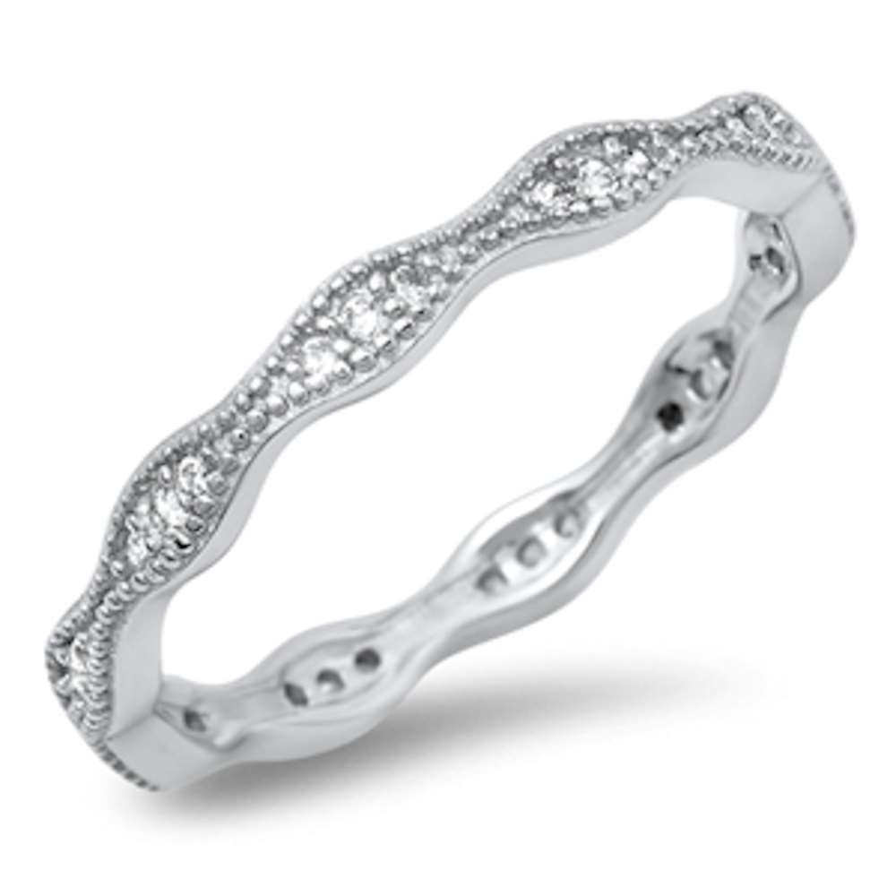 Oxford Diamond Co New Eternity Band Cubic Zirconia .925 Sterling Silver Ring Sizes 10