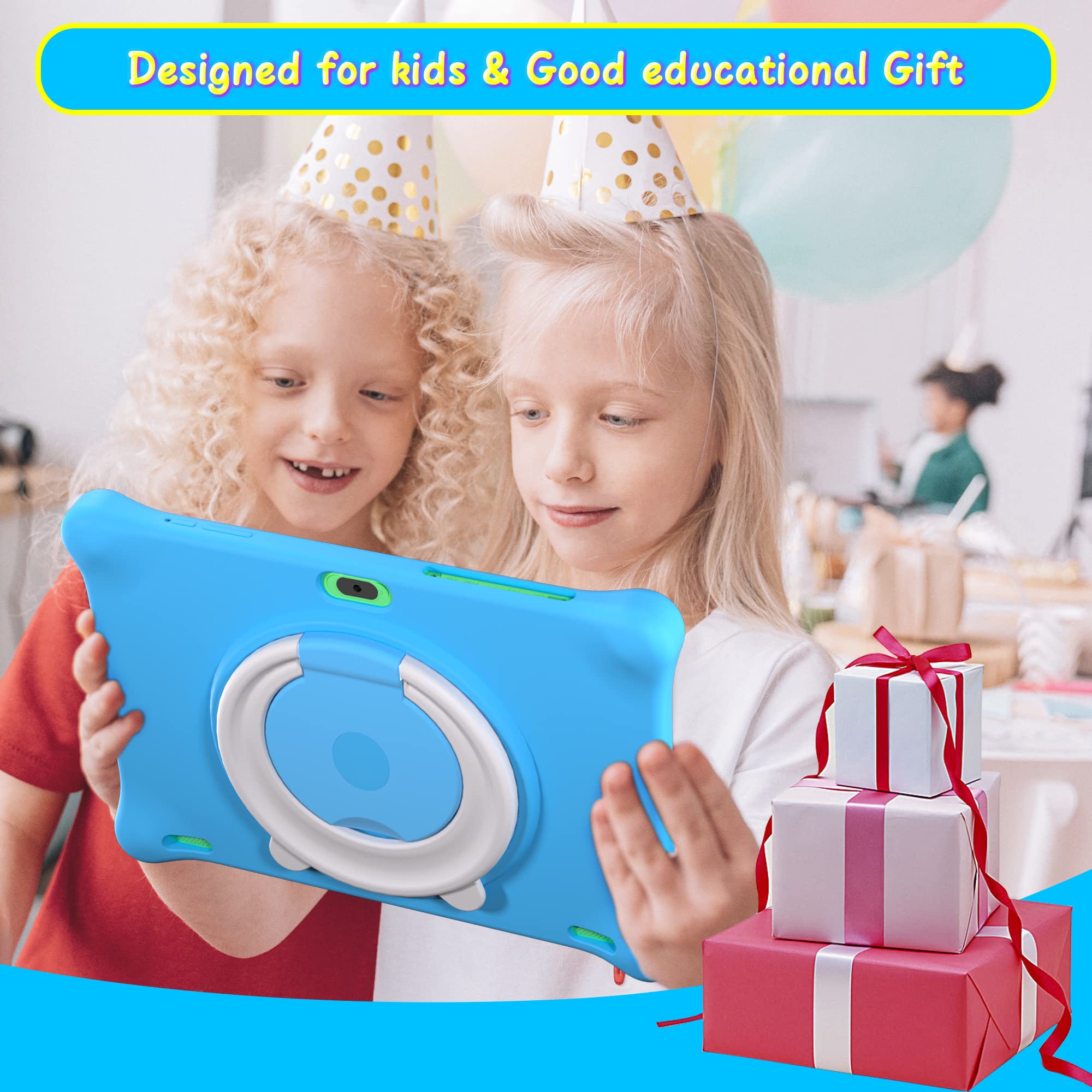 SGIN Android 12 Tablet for Kids, 10 Inch Kids Tablet with Case, 2GB RAM 64GB ROM Kids Tablets, Dual Camera, with Parental Control APP, Educational Games, WiFi, iWawa Pre Installed (Blue)