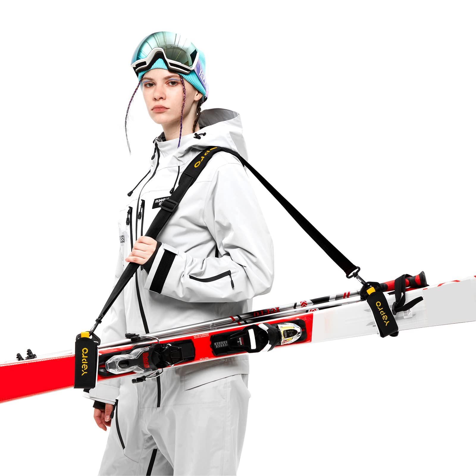 Yepro Ski Strap and Pole Carrier Adjustable Shoulder Ski Carrier Strap Ski Accessories for Transport Your Ski Gear Everywhere