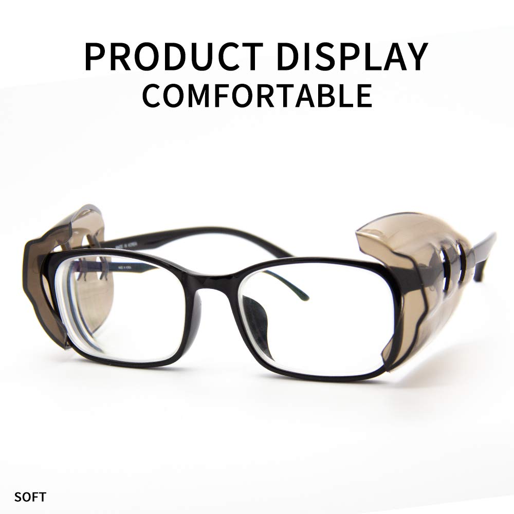 tchrules 6 Pairs Safety Eye Glasses Side Shields, Slip On Side Shields for Safety Glasses, Double Hole, Fits Most Safety Eyeglasses (Brown)