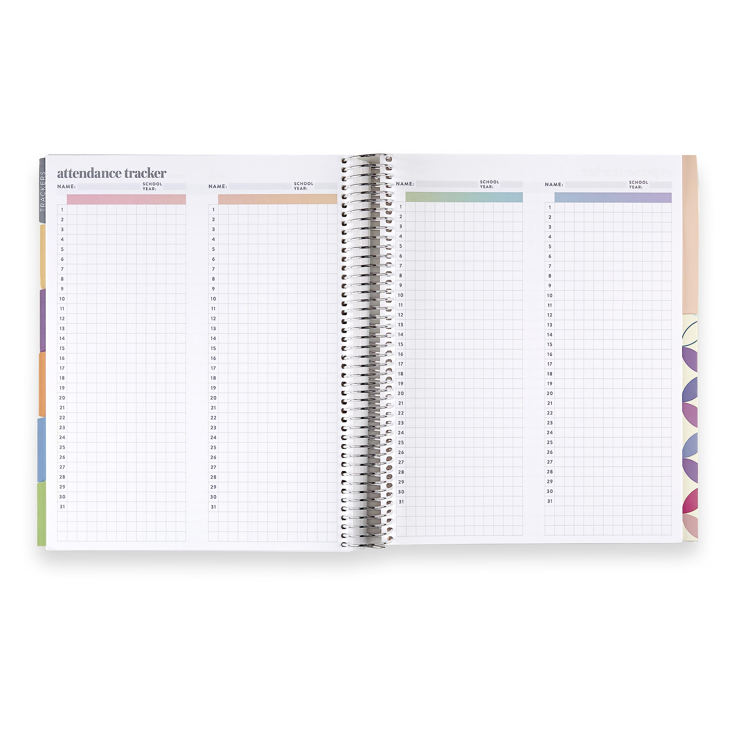 Undated Homeschool Planner 8.5" x 11" Platinum Spiral 12-Month. Layers Colorful Classic Cover by Erin Condren