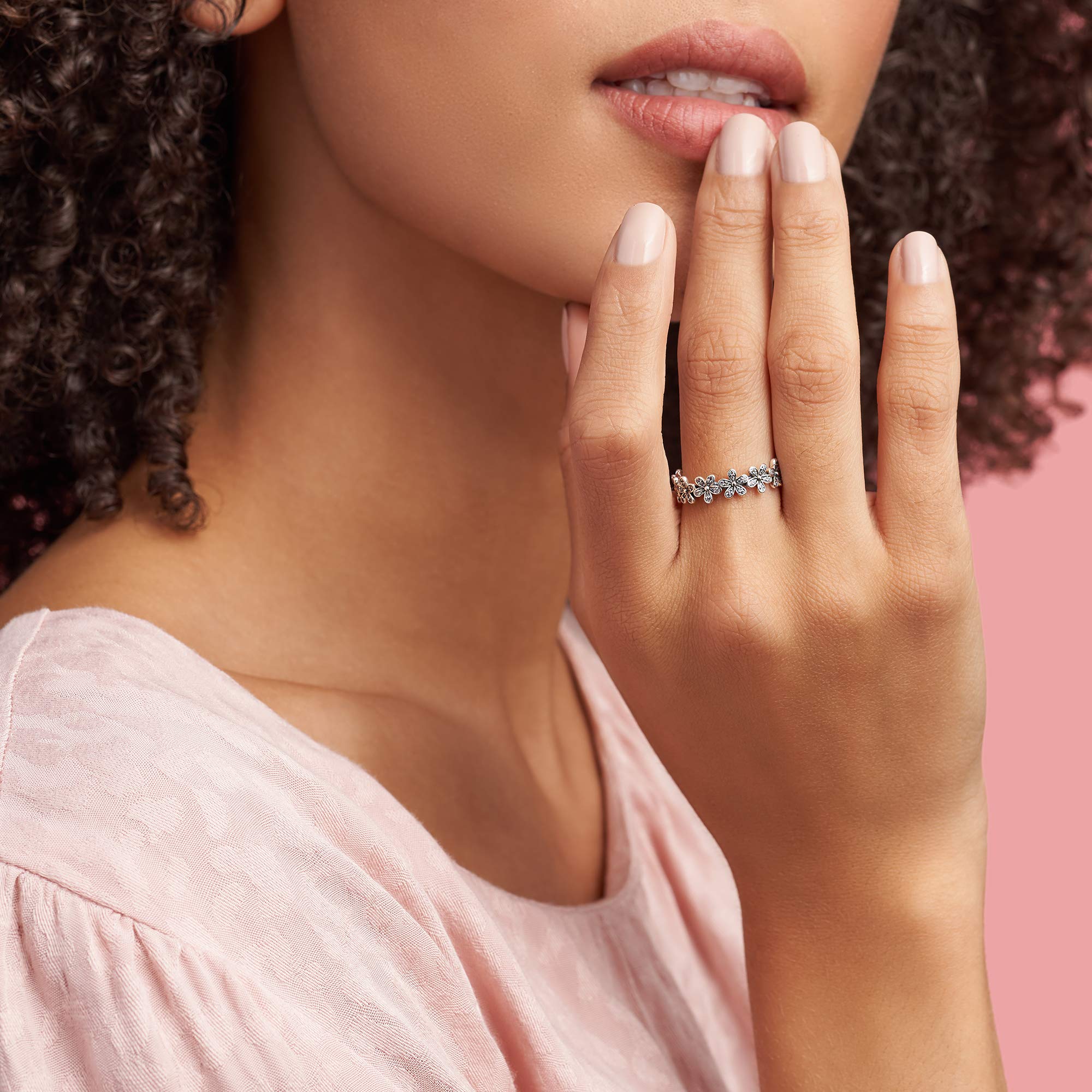 Pandora Daisy Flower Ring - Sterling Silver Ring for Women - Gift for Her - Sterling Silver with Clear Cubic Zirconia - Size 7.5