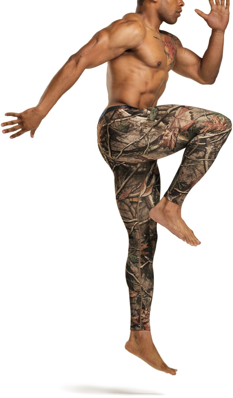 TSLA Men's Thermal Compression Pants, Athletic Sports Leggings & Running Tights, Wintergear Base Layer Bottoms, Heatlock Athletic Print Hunting Camo, Small