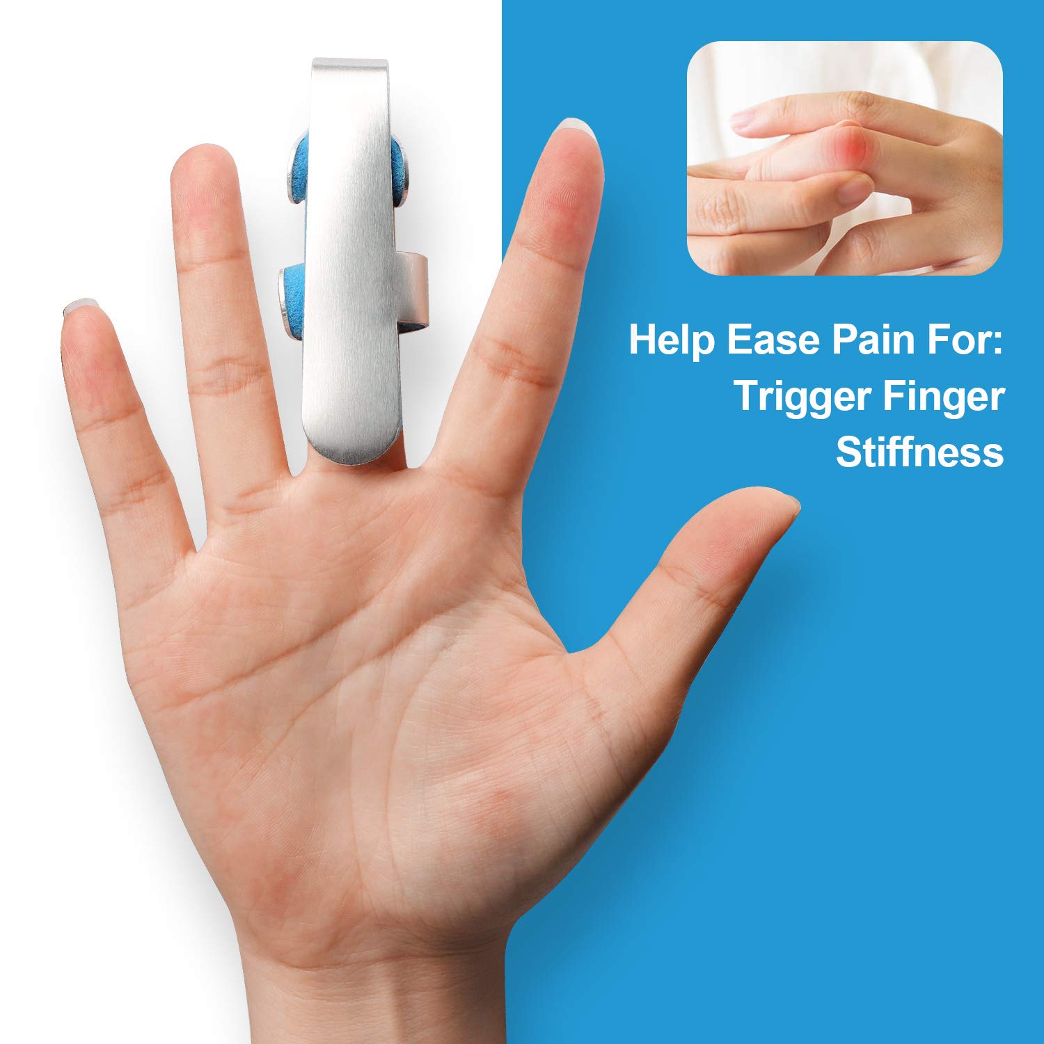 Trigger Finger Splint Brace for Thumb Index Middle Ring Pinky, Metal Foam Broken Dislocated Finger Stabilizer, Aluminum Bendable Curved Mallet Wrap for Arthritis Pain Tendon Injury Immobilizer Knuckle