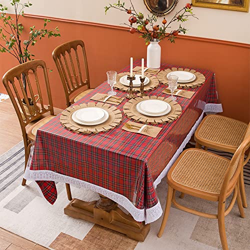 Round Burlap Placemats Farmhouse Rustic Mats Burlap with Ruffle Edge Placemats Set of 4 15inch for Dinner Plates