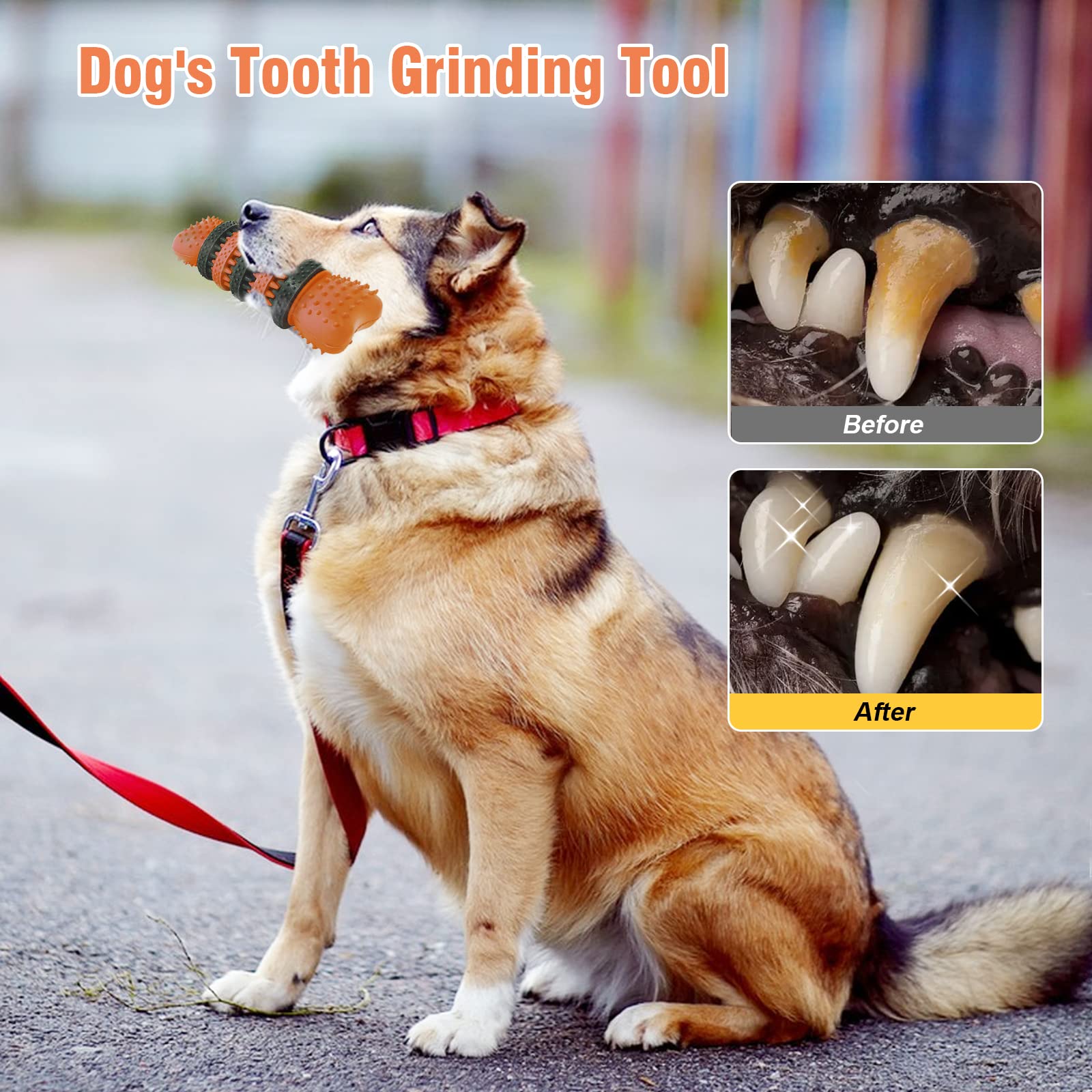 Qufusaty Dog Chew Toys for Aggressive Chewers, Natural Rubber Long-Lasting Tough Bone Dog Toy for Small & Medium Breed,Orange