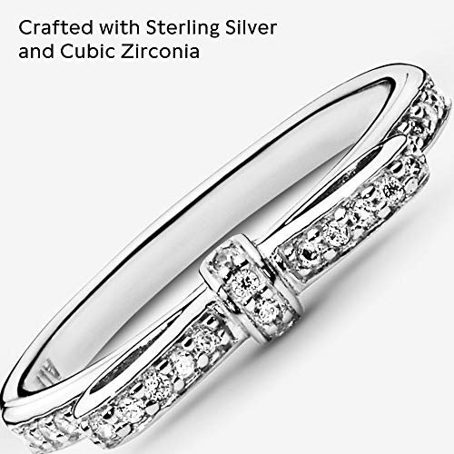 Pandora Jewelry Classic Bow Cubic Zirconia Ring in Sterling Silver, Size 7