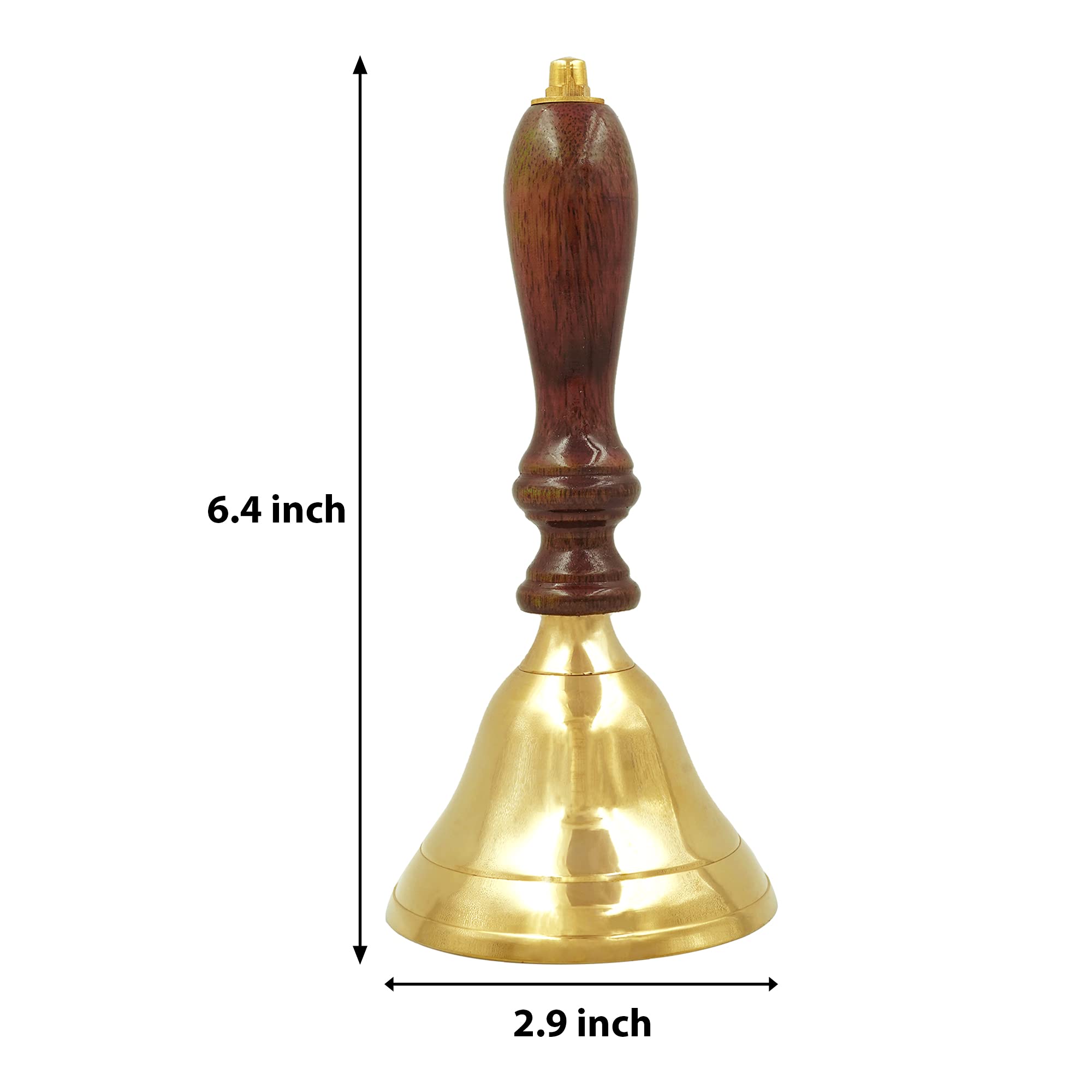 Shubhkart Wooden brass Classic Bell- for Wedding Events Decoration, Food Line, Alarm, Jingles, Ringing, Service Bell (Medium)