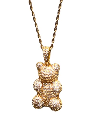 yoyos Women's 24K gold plated crystal teddy bear pendant/charm necklace